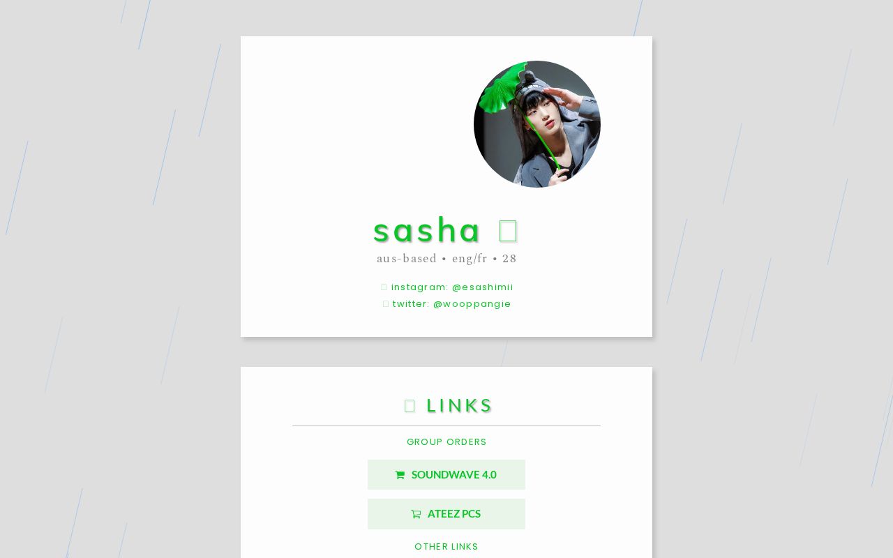 sasha’s info
